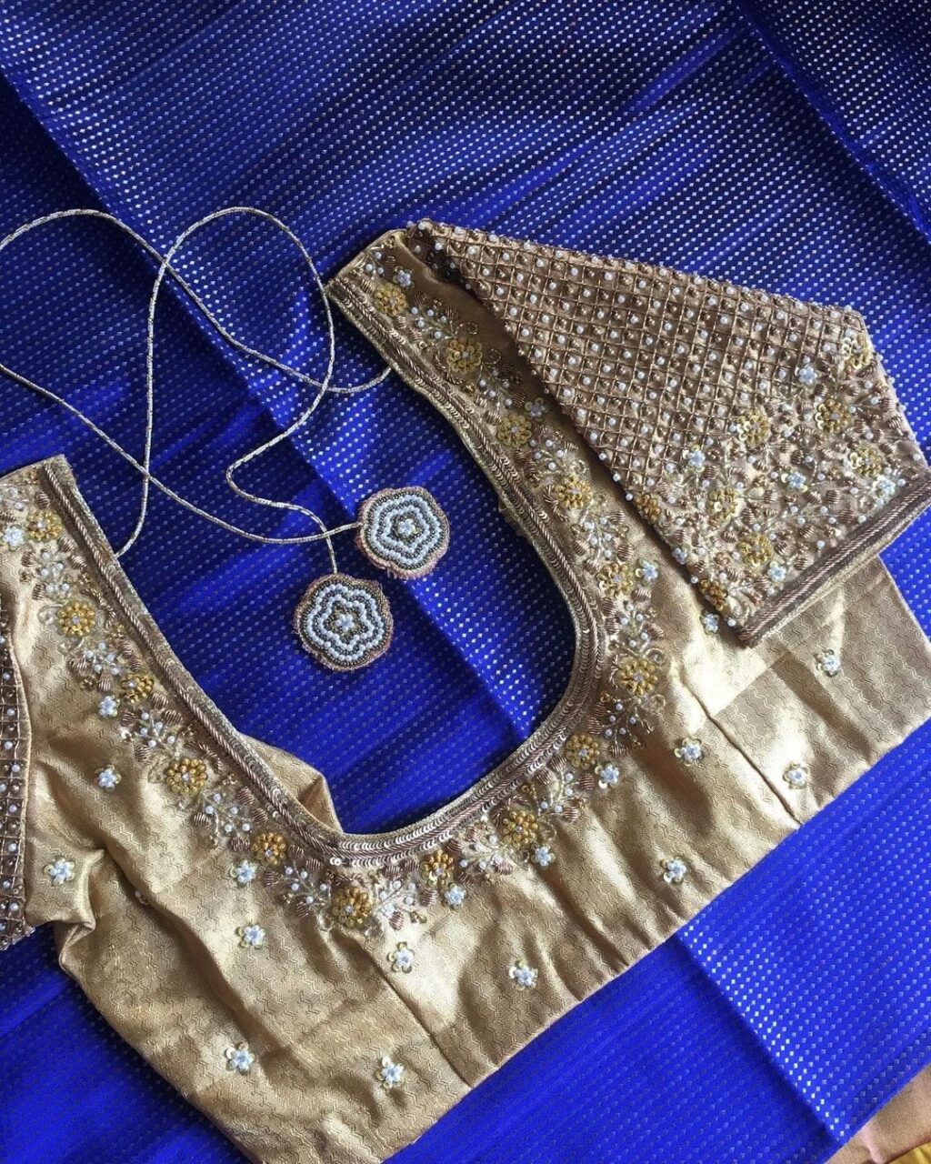 Gold bridal work blouse design in zardoshi work - Wedding silk sarees ...