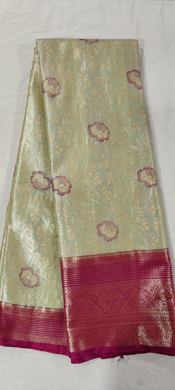 E0E1002 Rexona green pattu saree in maroon border - Wedding silk sarees ...